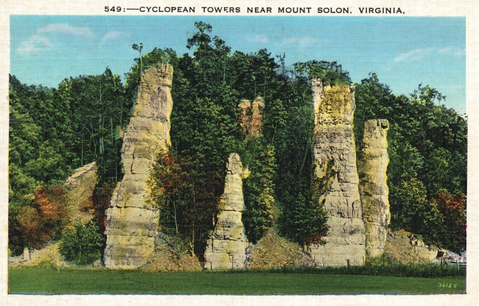 Vintage Postcard 1930's Cyclopean Towers near Mount Solon VA Virginia ...