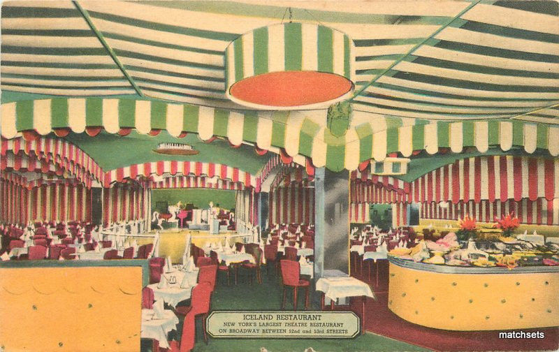 1940s Iceland Restaurant interior New York City Colorpicture Linen ...