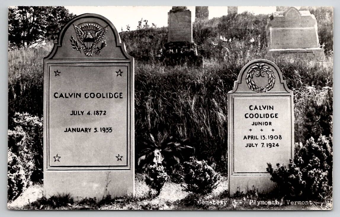 Calvin Coolidge And Son Grave Site Cemetery Plymouth VT RPPC Postcard ...