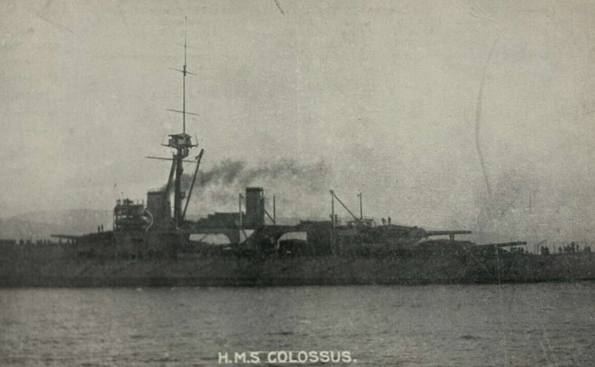 British Royal Navy HMS Colossus Battleship RPPC c.1910s WWI | Other ...
