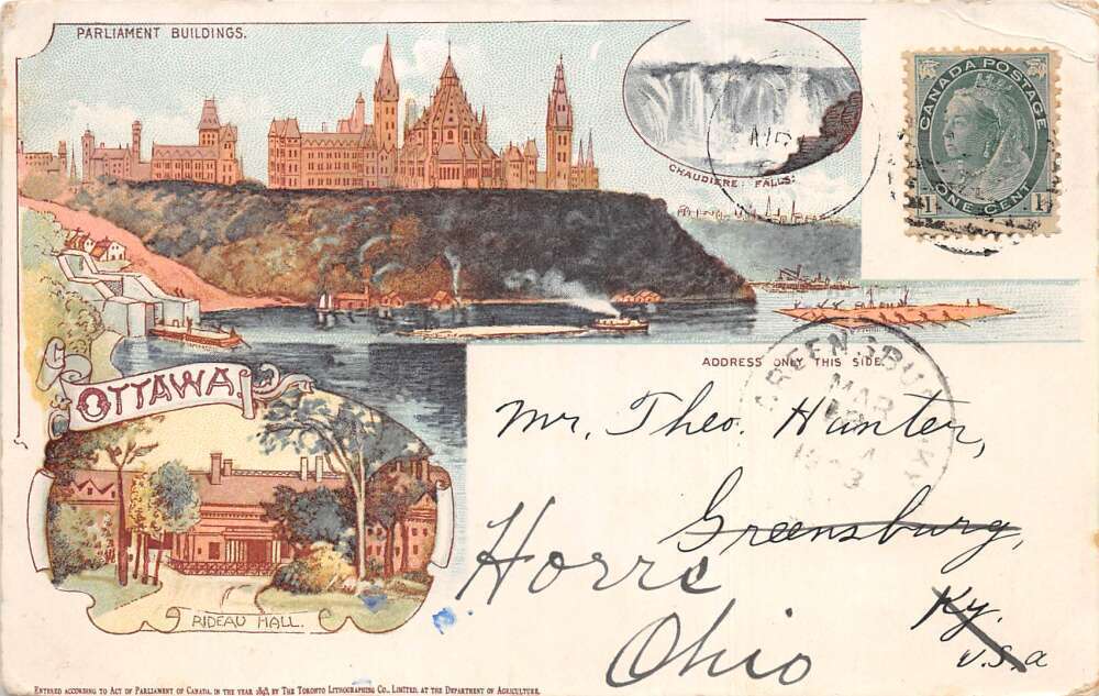 Ottawa Canada Parliament Bldgs Rideau Hall Vintage Postcard AA65779 ...