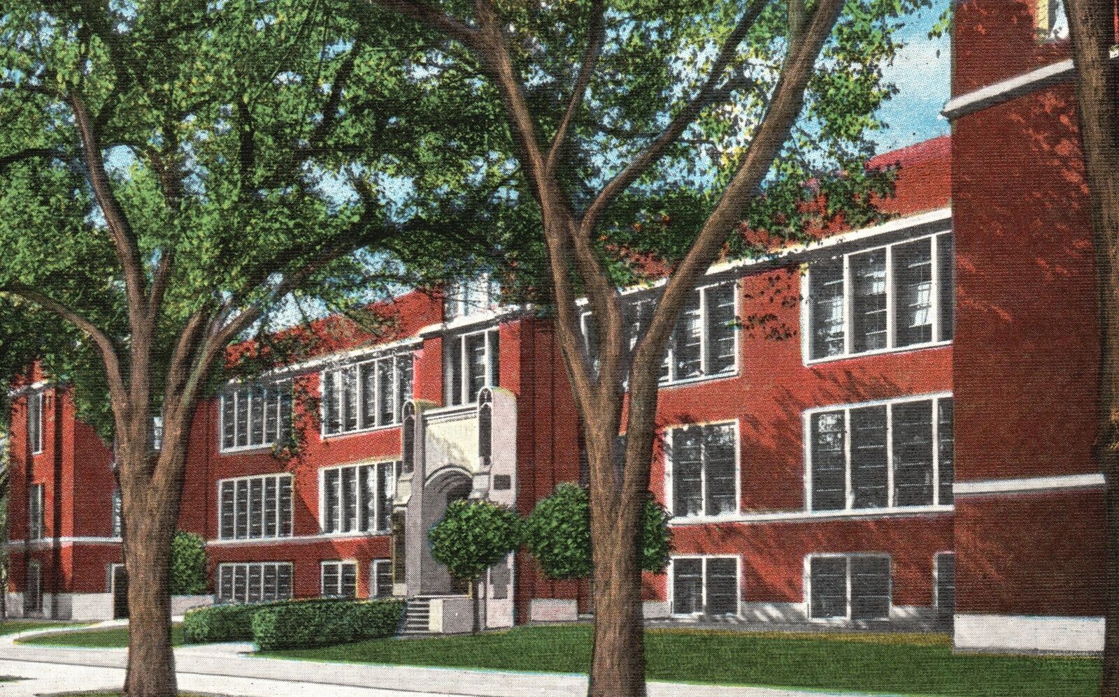 Vintage Postcard Trinity High School Building Campus Bloomington ...