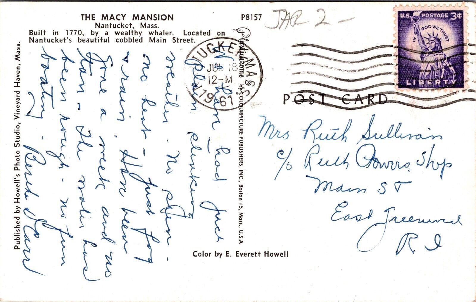 Historic Macy Mansion Nantucket Massachusetts Chrome Cancel WOB ...