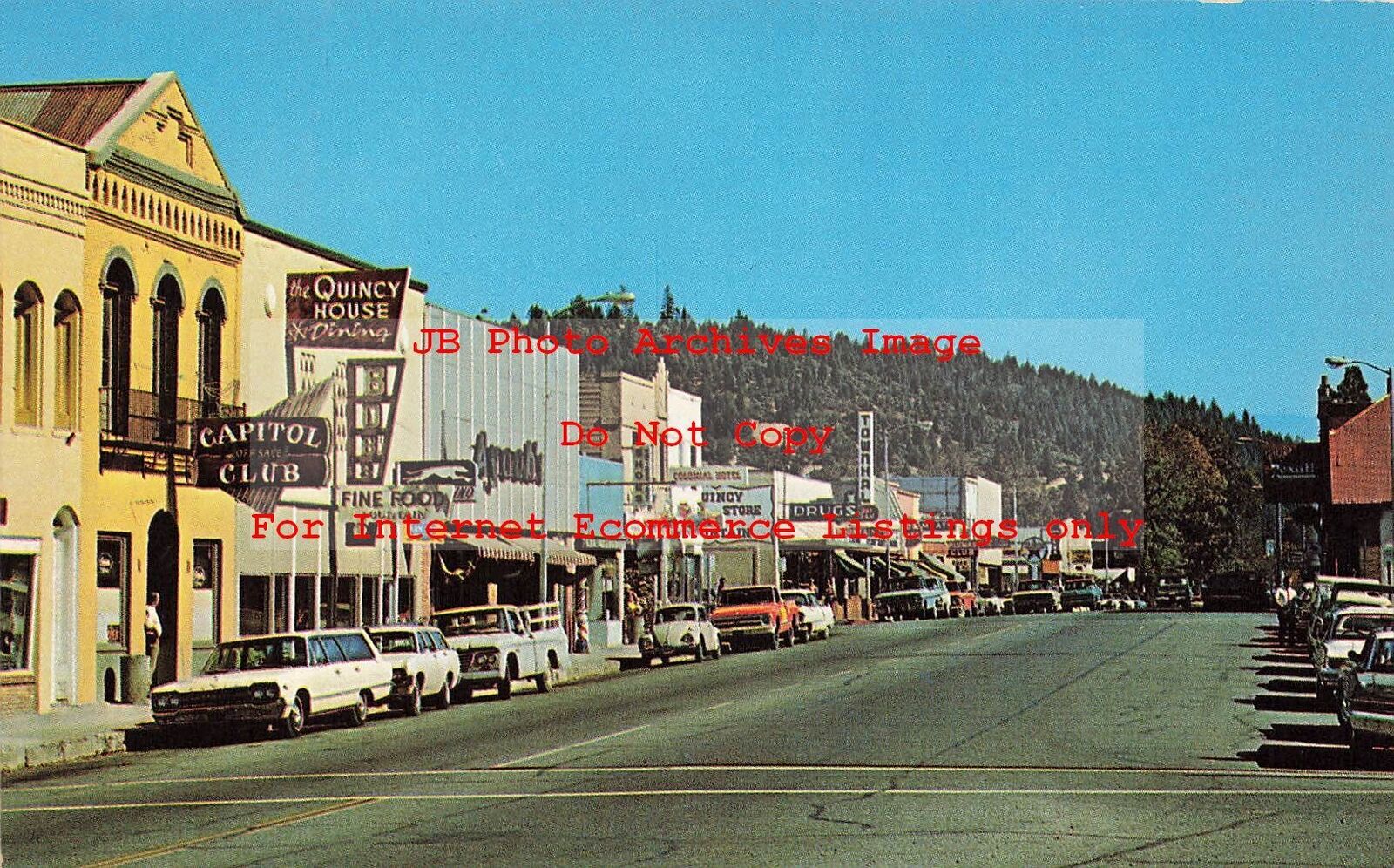 CA, Quincy, California, Street Scene, Business Section, 60s Cars ...