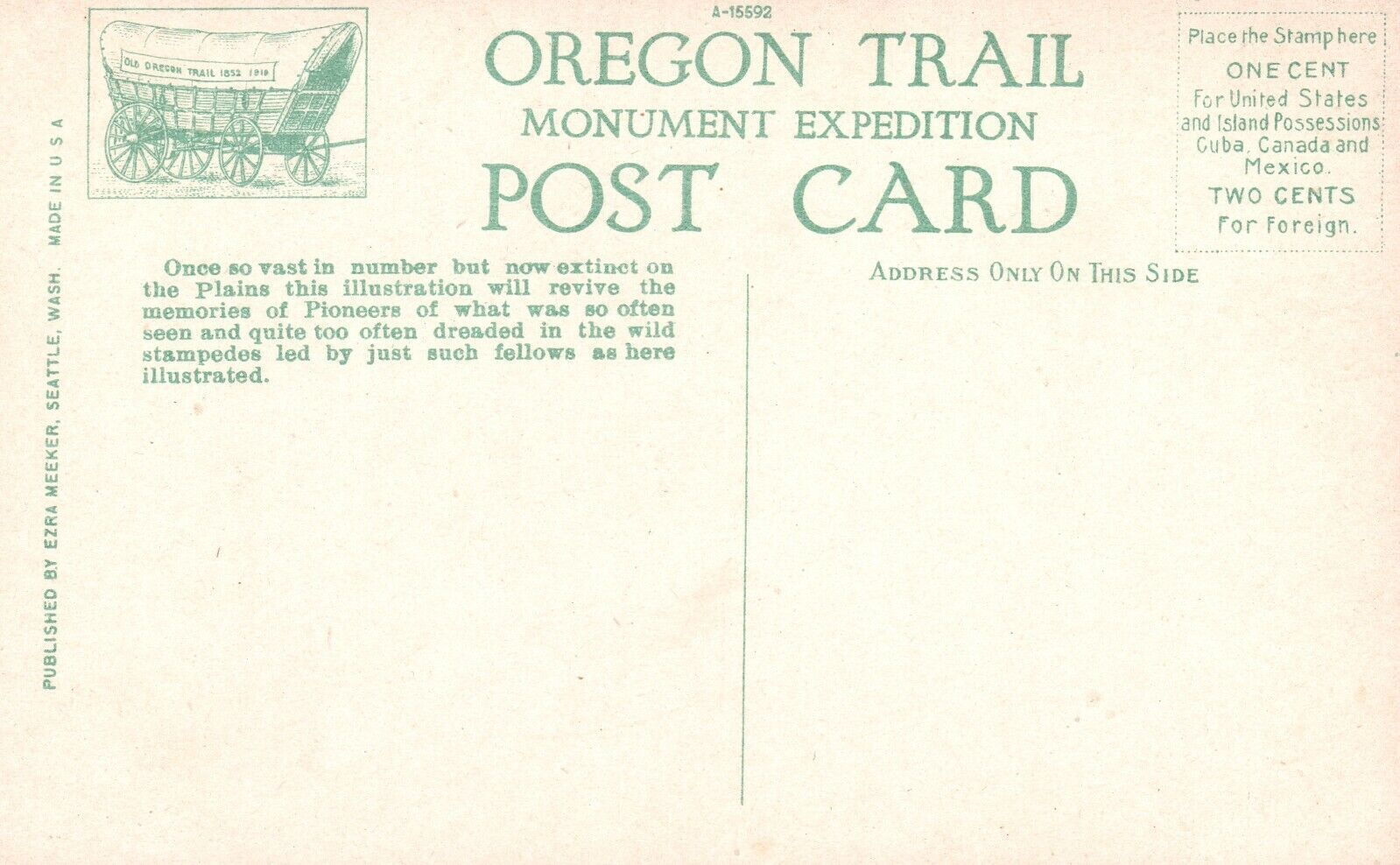 Vintage Postcard 1910's Buffalo Oregon Trail Monument Expedition ...