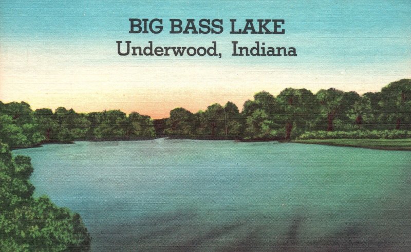 Vintage Postcard 1930's Big Bass Lake Waterfront Underwood Indiana IND ...