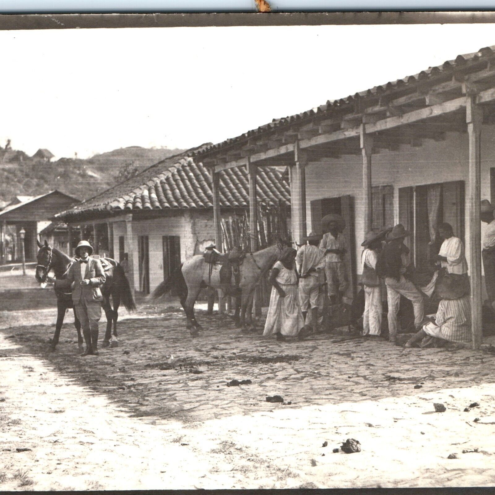 c1920s Safari Explorer Man RPPC Mexico South America Village Photo ...