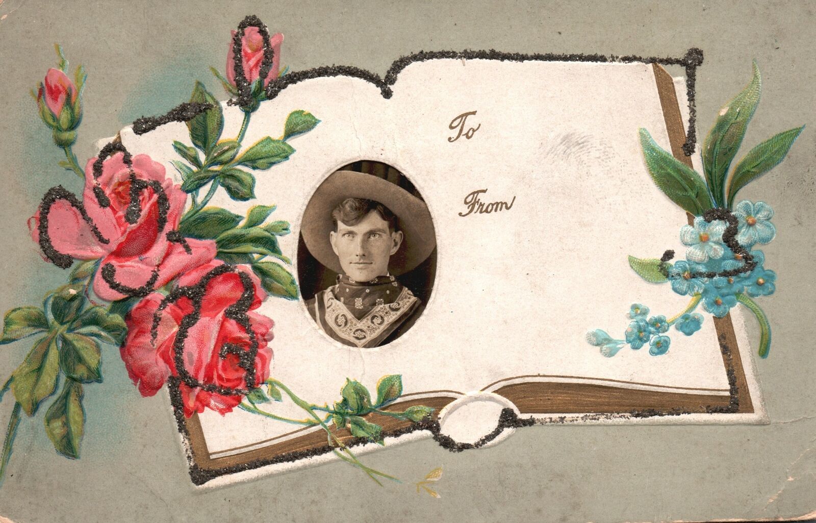 Vintage Postcard Remembrance Greetings And All Good Wishes Book Page ...