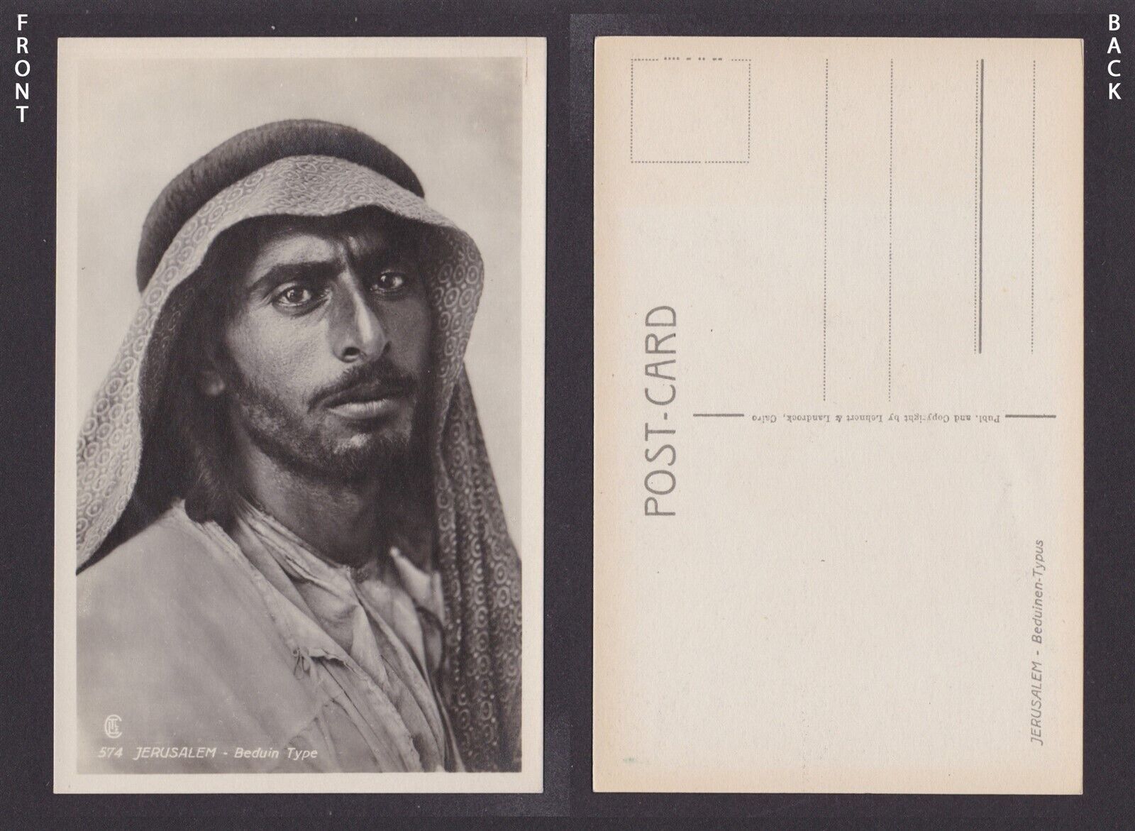 Vintage postcard, Judaica, Palestine, Jerusalem, Bedouin, Unposted ...
