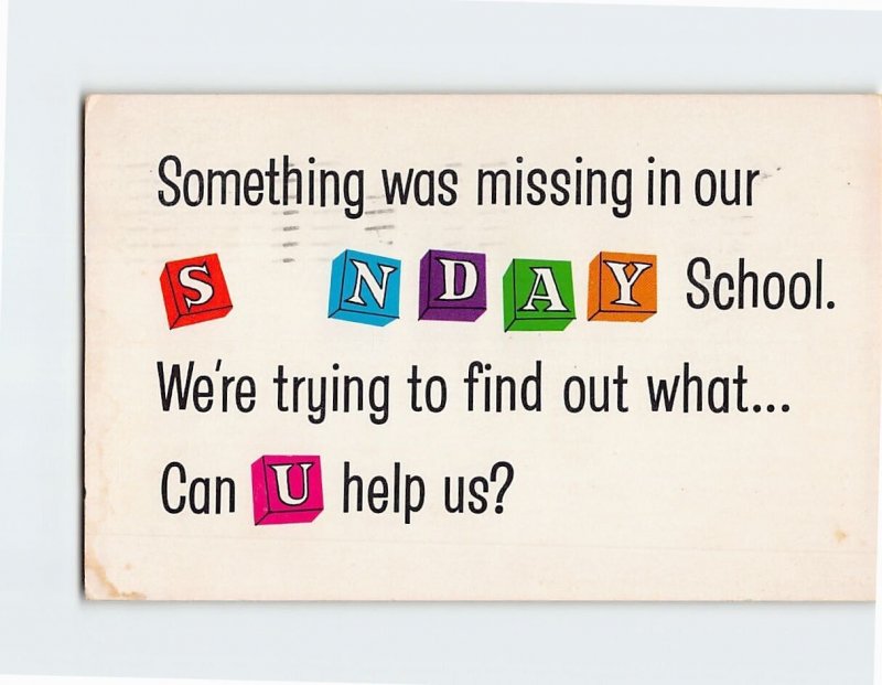 Postcard - Sunday School Invitation Card with Message and Toy Blocks ...