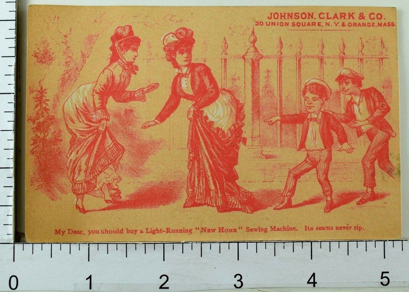 1870's-80's Lovely Johnson, Clark & Co. New Home Sewing Machine Trade ...