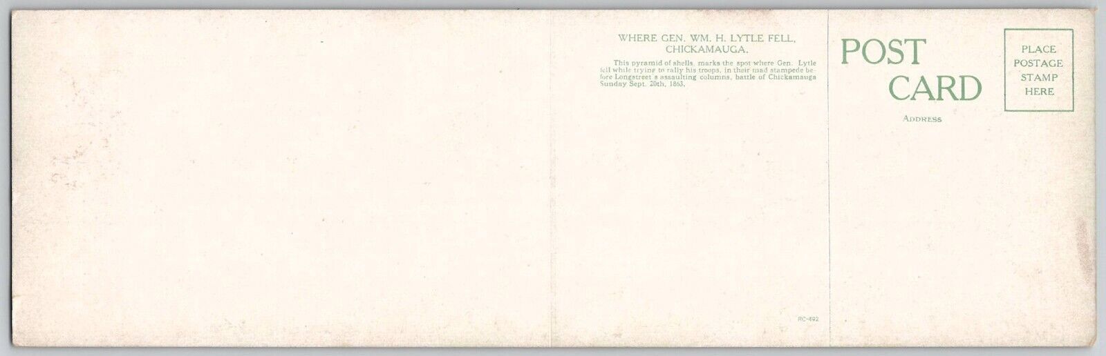 Chickamauga GA Civil War Where General Wm Lytle Fell Bi-Fold c1910 ...