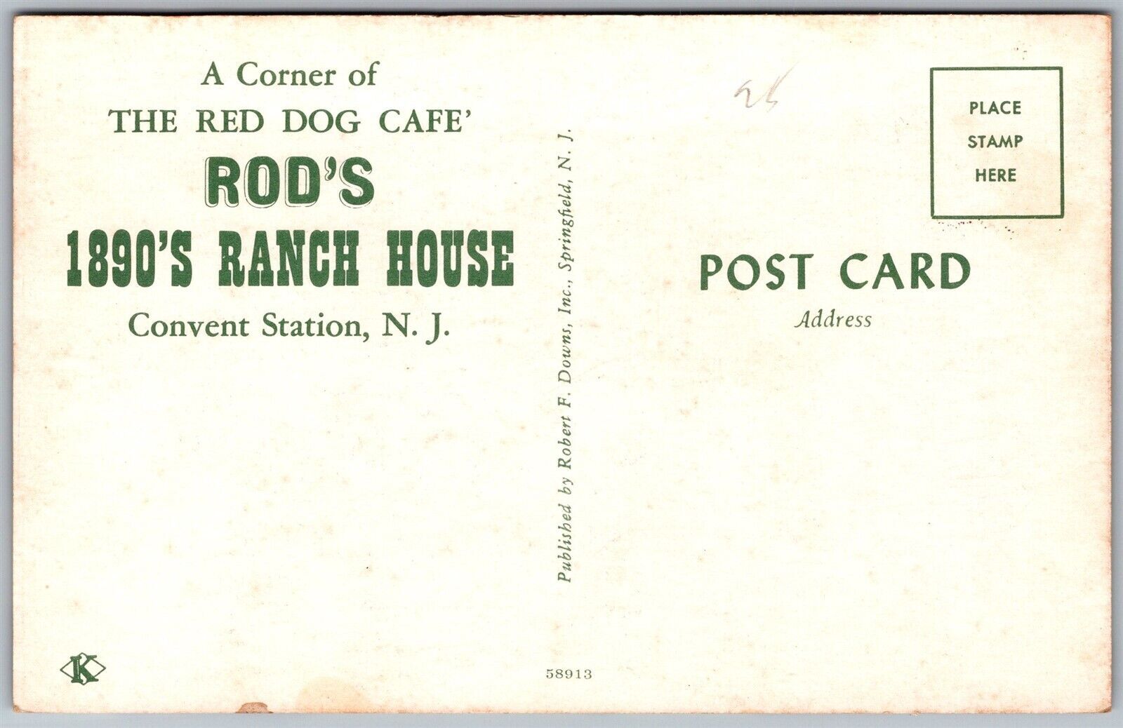 Vtg Convent Station New Jersey NJ Rod's 1890s Ranch House Restaurant ...