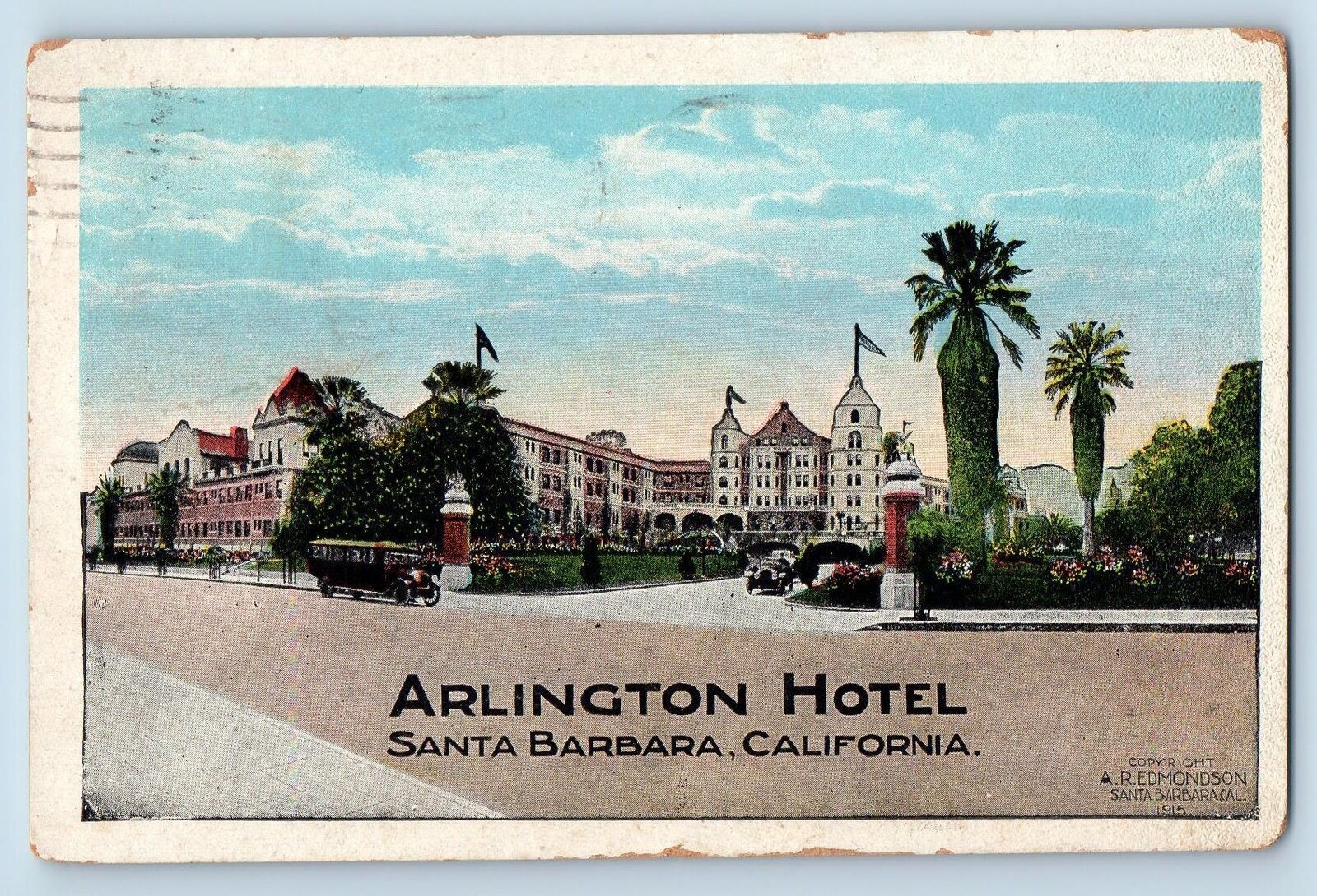 Santa Barbara California CA Postcard Arlington Hotel Exterior Roadside ...
