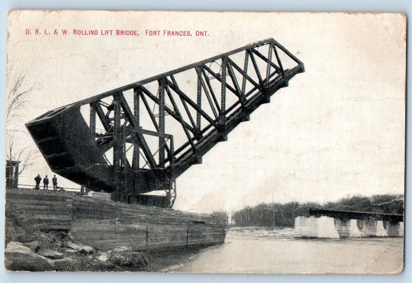 Fort Frances Ontario Postcard D.R.L. Rolling Lift Bridge Exterior 1909 ...