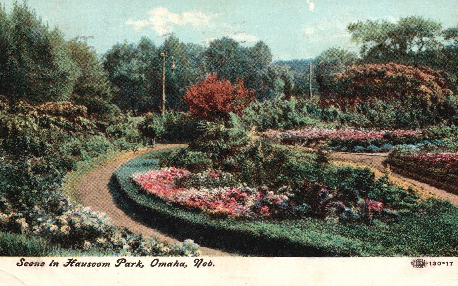 Vintage Postcard 1908 Scene In Hauscom Park Flower Garden Omaha ...