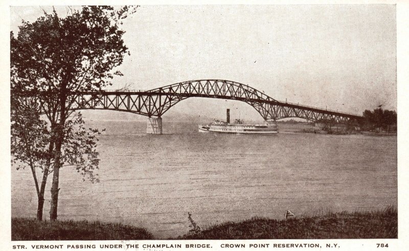 Vintage Postcard 1920's Steamer Ship Vermont Under Champlain Bridge ...