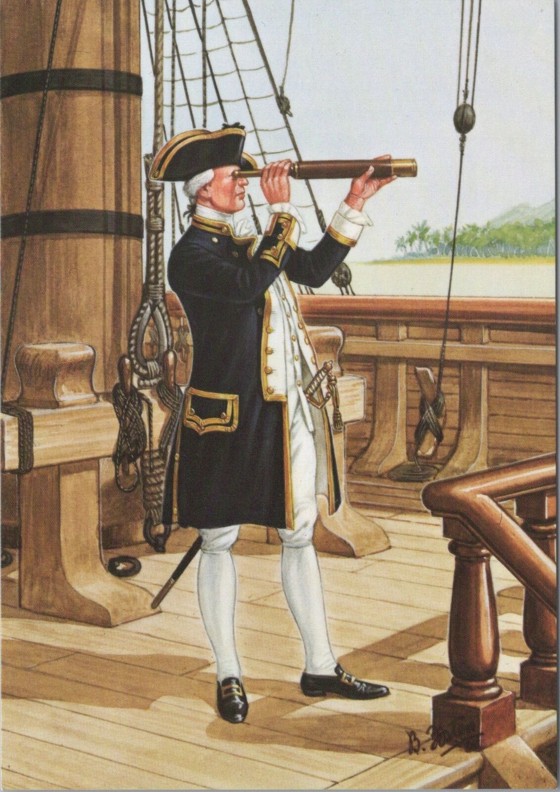 Military Art Postcard - Uniforms of The Royal Navy, Artist Bryan Fosten ...