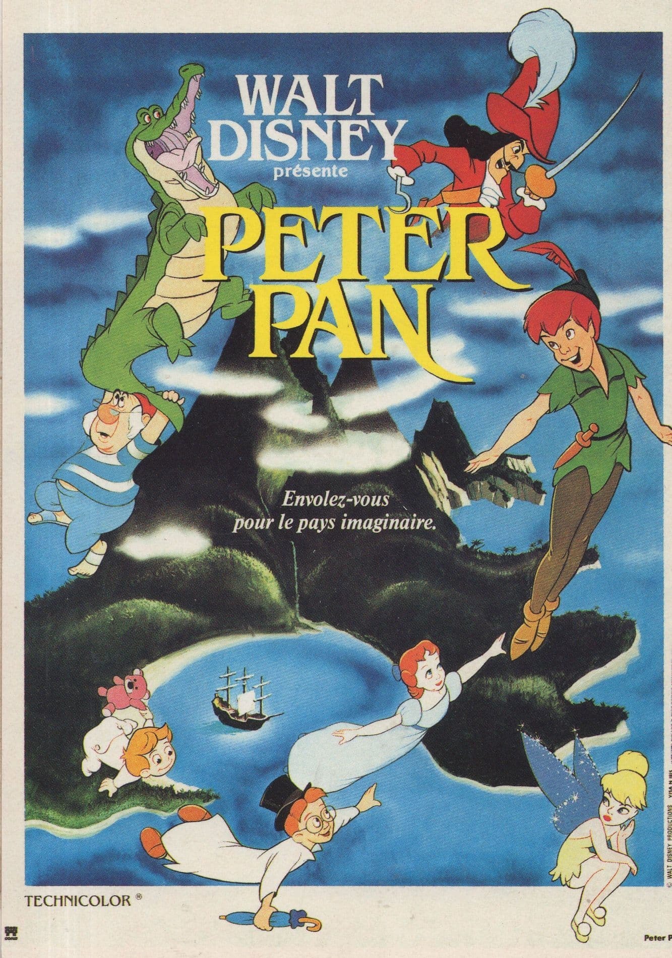 Walt Disney Peter Pan Rare French Film Poster Postcard | Topics ...