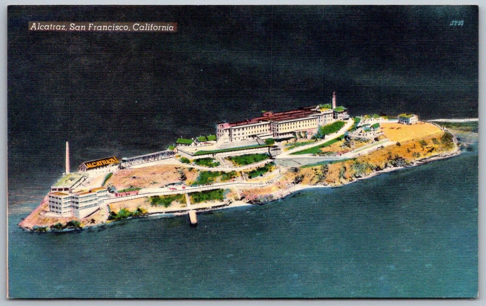 San Francisco California 1940s Postcard Alcatraz The Rock Prison Island ...