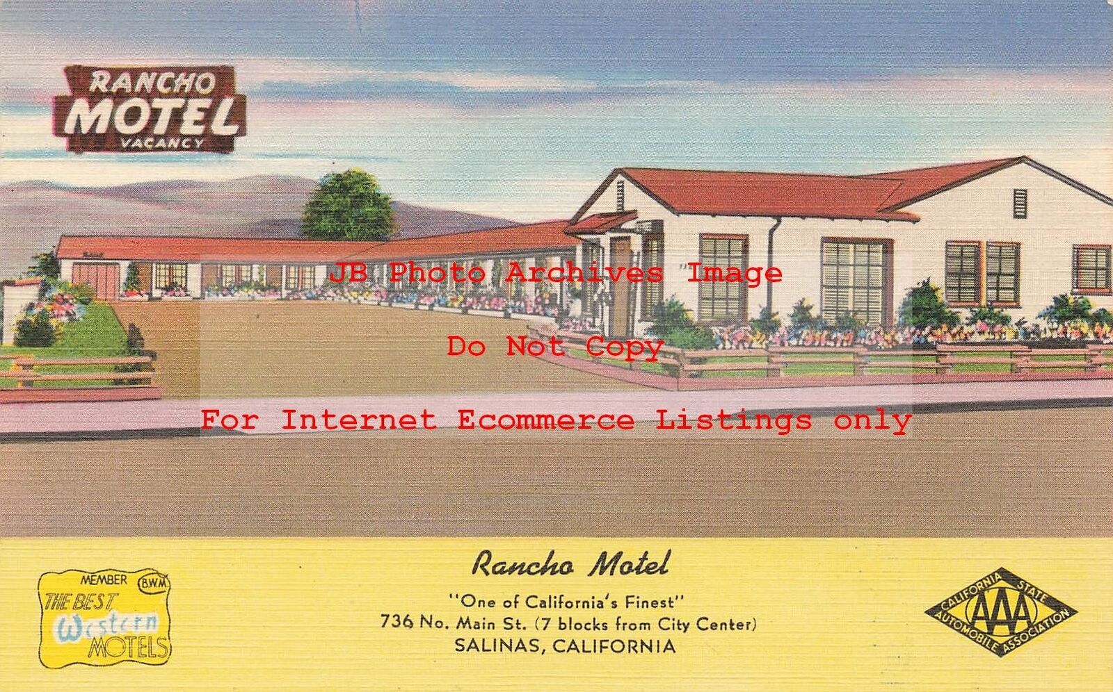 CA, Salinas, California, Rancho Motel, Exterior View, Colourpicture No ...