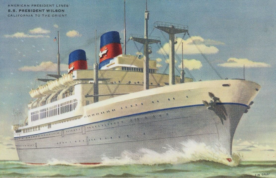 SS President Lines Wilson The New Ship Vintage Advertising Postcard ...