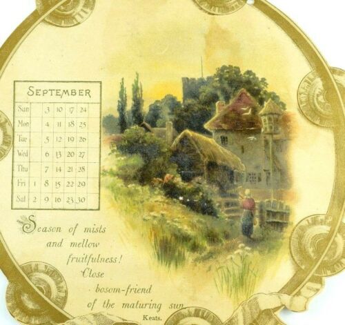 1870's Die Cut Tamborine S.H. Street & Co Buckwheat Calendar Keats ...