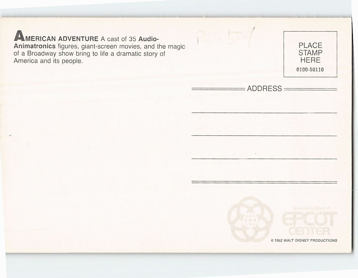 Postcard American Adventure, Epcot Center, Walt Disney World, Bay Lake ...