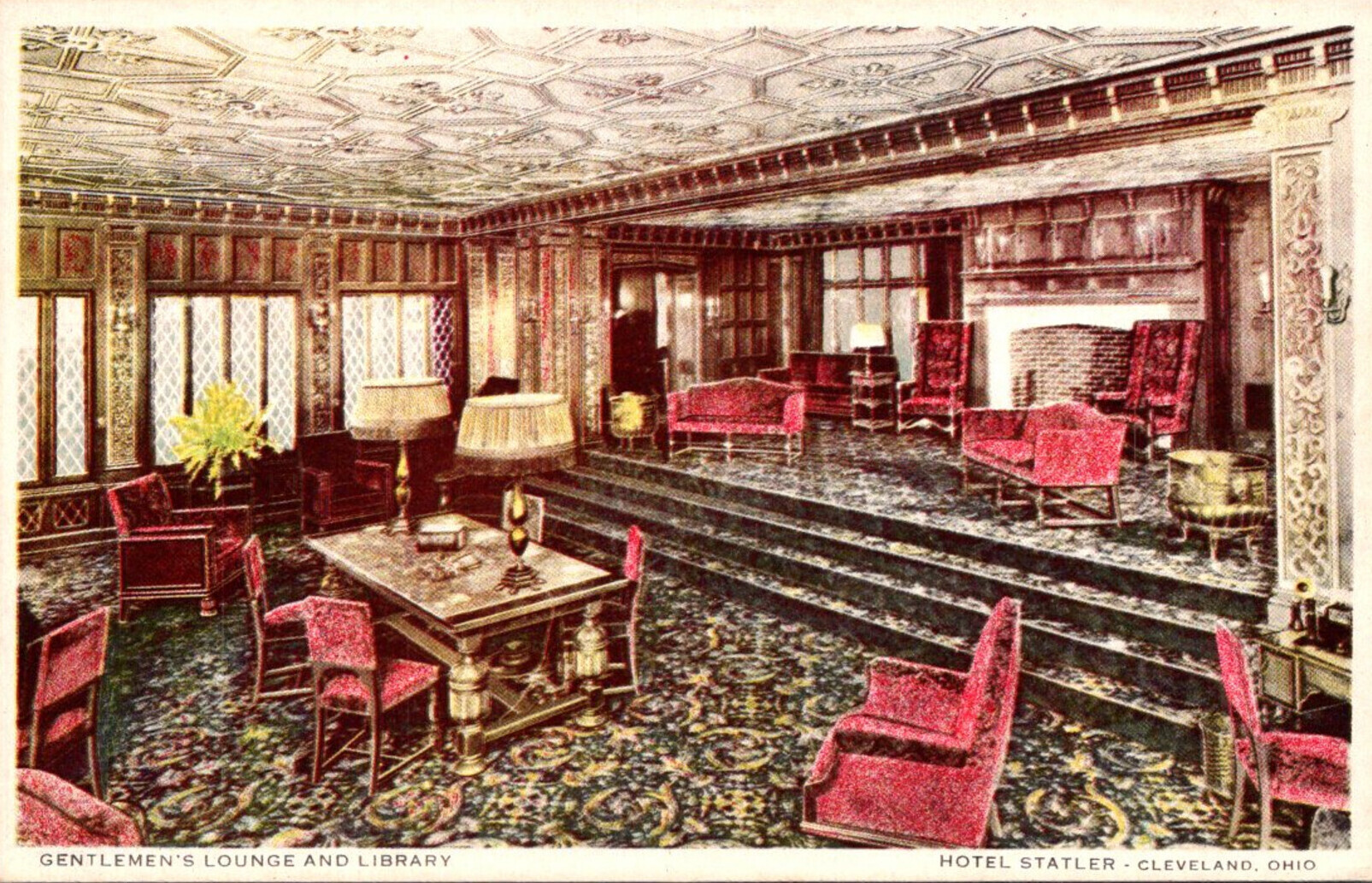 Ohio Cleveland Hotel Statler Gentlemen's Lounge and Library | United ...
