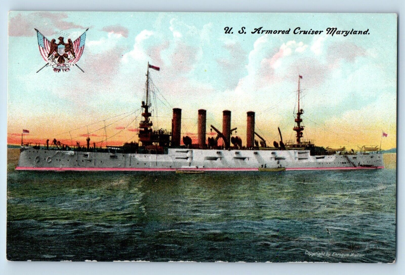Maryland Postcard US Armored Cruiser Warship Navy Battleship WWII c1910 ...