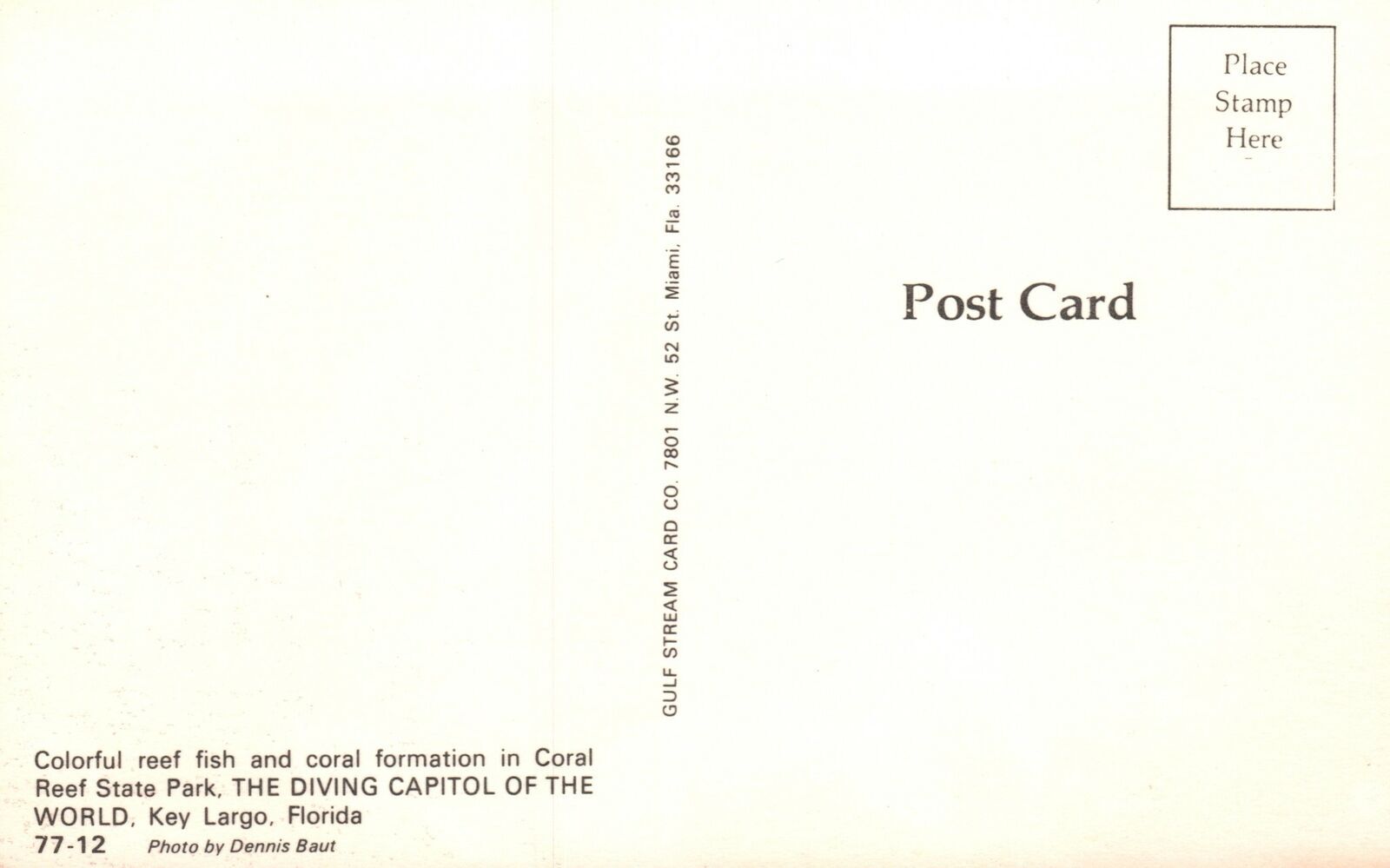 Vintage Postcard Colorful Reef Fish Coral Formation State Park Key ...