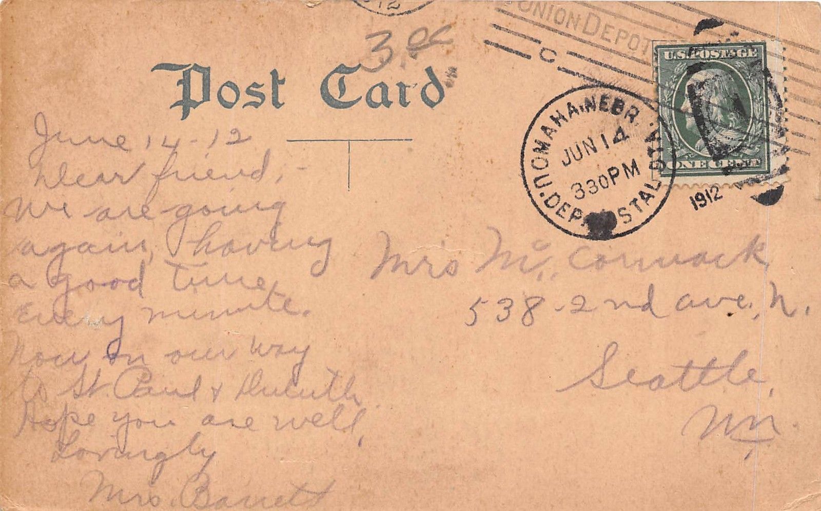 D73/ Shenandoah Iowa Ia Postcard 1912 Main Business St Millinery ...