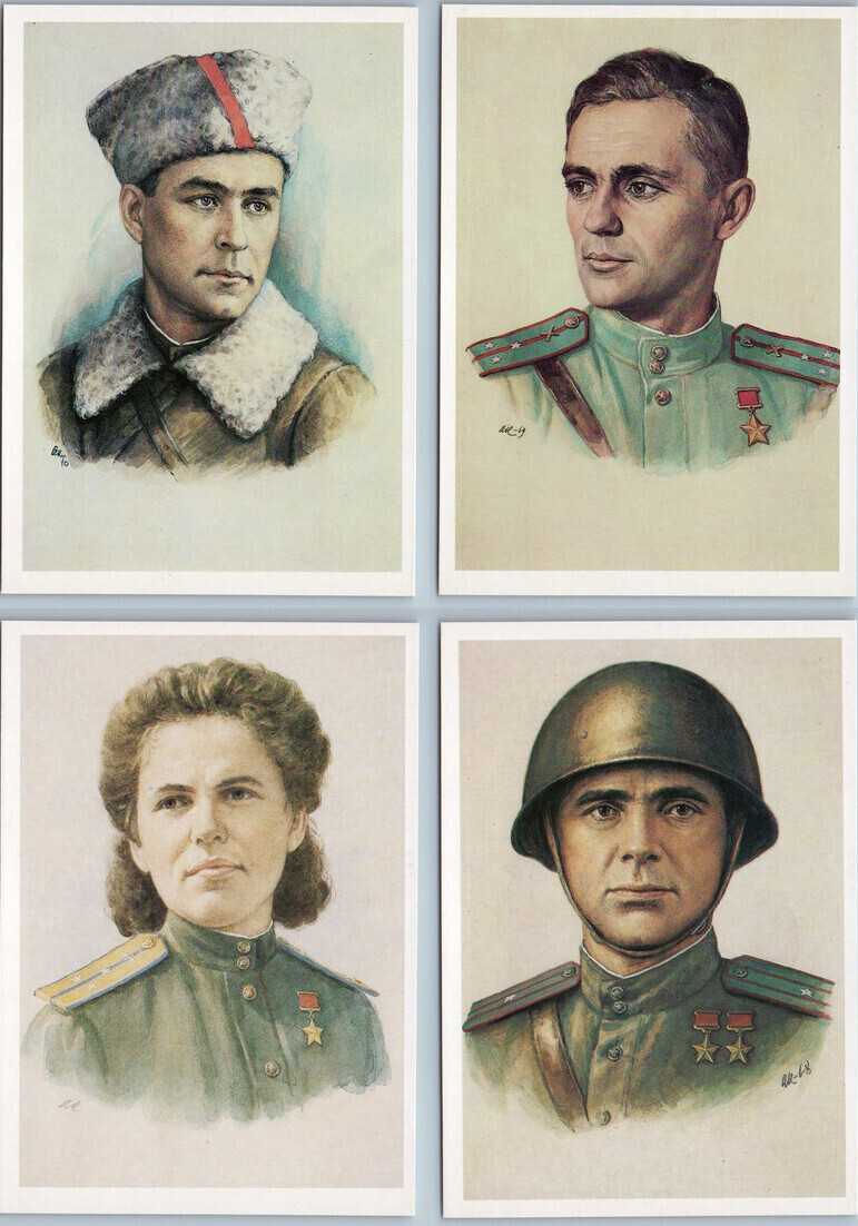 1985 SOVIET UNION HERO of WWII War Military SU USSR SET 16 Postcards ...
