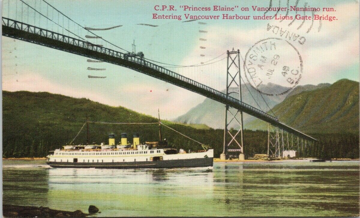 CPR 'Princess Elaine' Ship Vancouver BC c1948 Postcard G31 | Canada ...