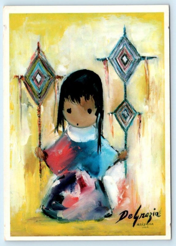 2 Postcards TED DeGRAZIA Artist Signed "Flowers For All" & "Heavenly ...