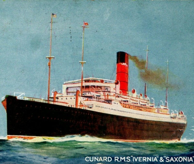 Cunard Line Steamer Ship RMS Ivernia & Saxonia 1910s DB Postcard ...
