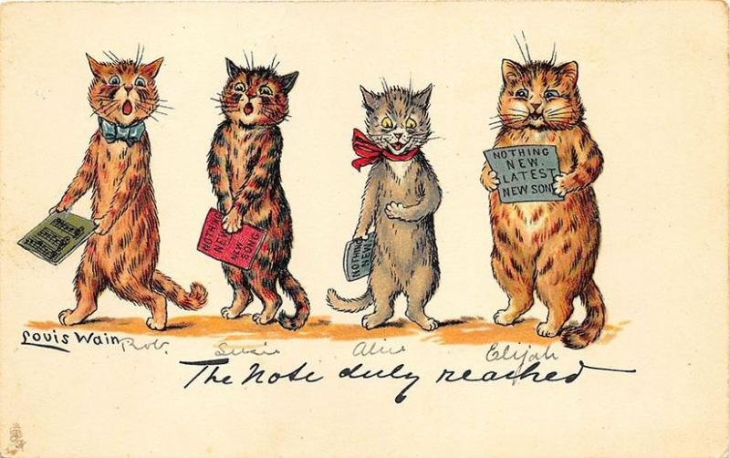 Louis Wain Signed Cats Music Group "The Note duly reached" Postcard ...