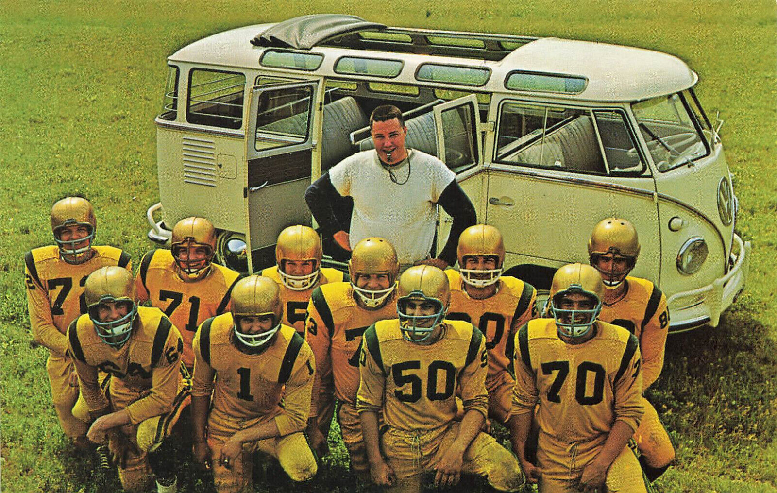 VW Wagon Coach With His Football Team Middle Door Open, Postcard ...