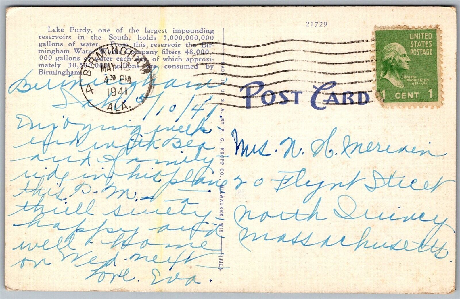 Vtg Birmingham Alabama Lake Purdy Water Works Reservoir 1940s View ...