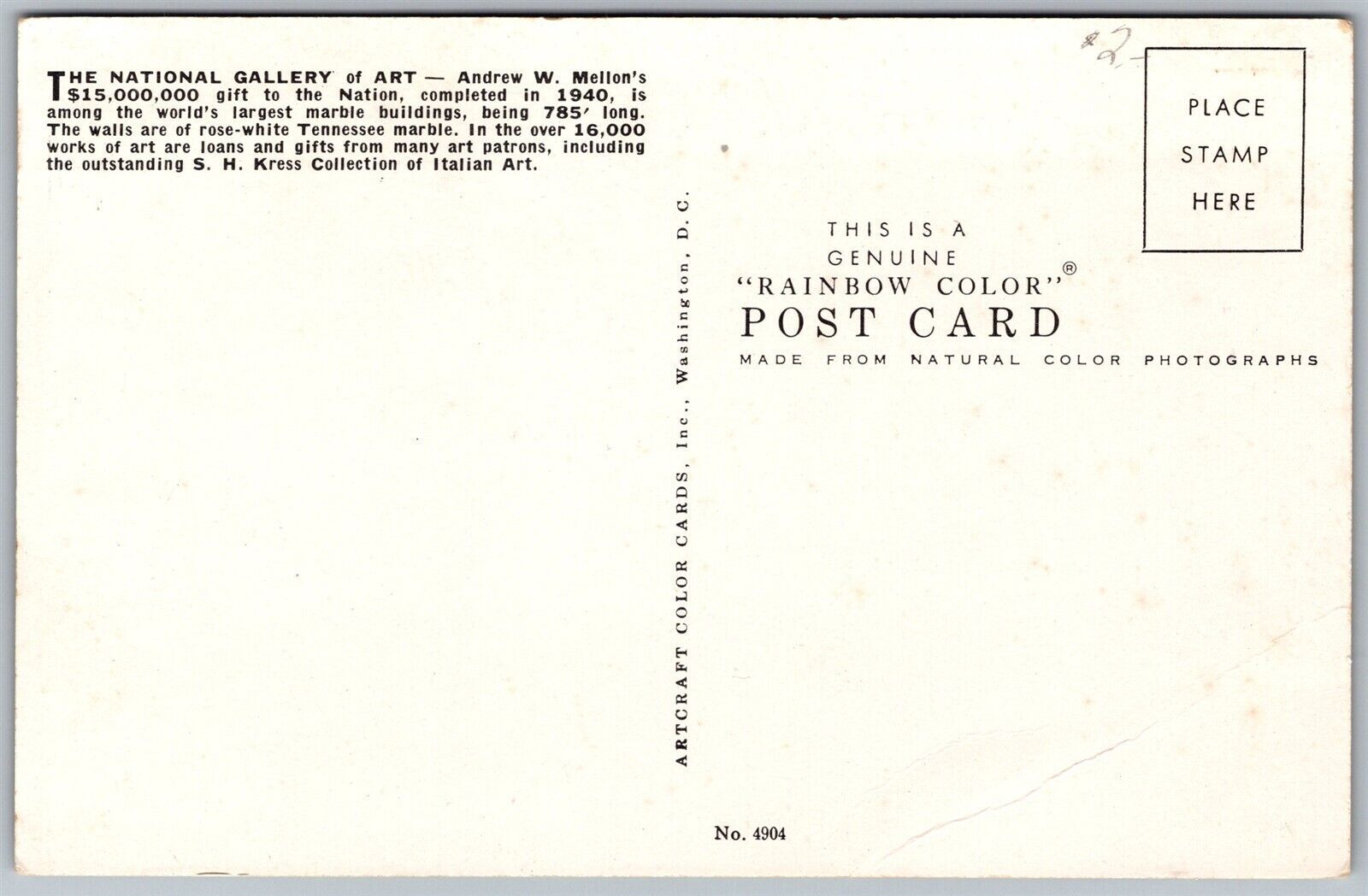 Vtg Washington DC National Gallery of Art Museum Postcard | United ...