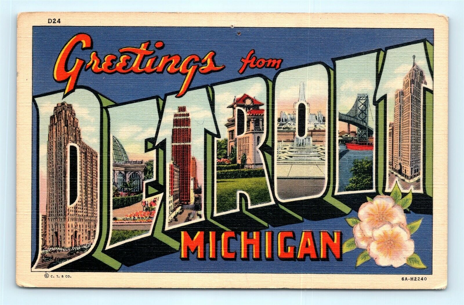 Postcard MI Detroit Large Letter Greetings from Detroit Michigan Linen ...