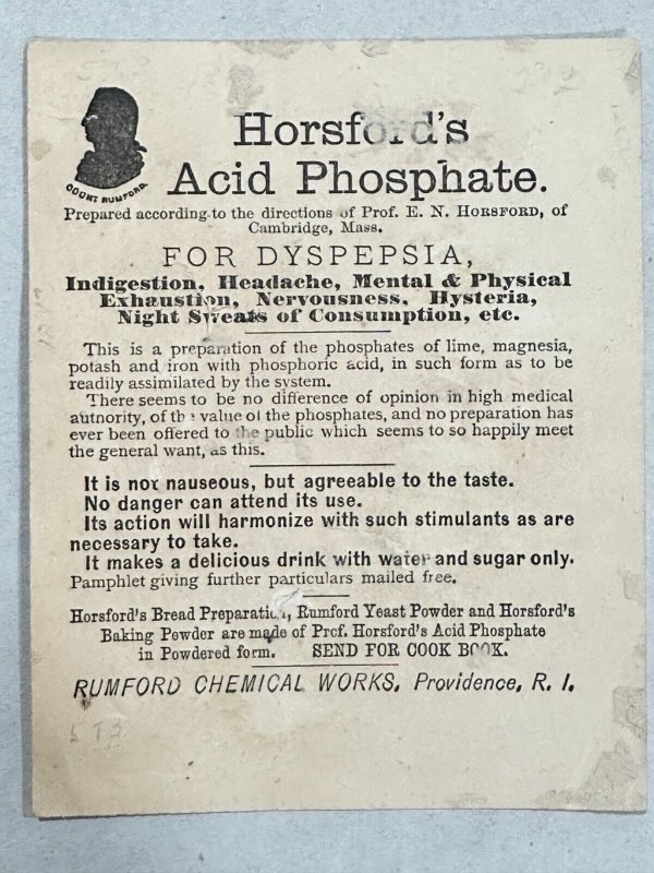 Horsfords Acid Phosphate Mental Physical Exhaustion Victorian Trade ...