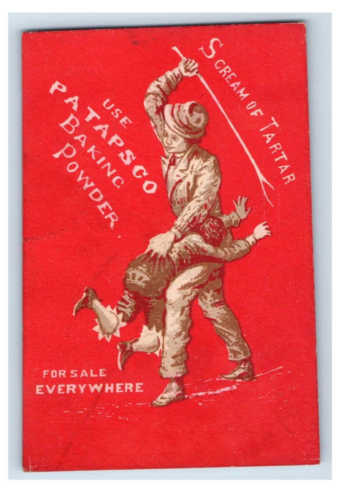 1870s Patapsco Baking Powder Crying Girl Boy Whipping Flower Girls Set ...