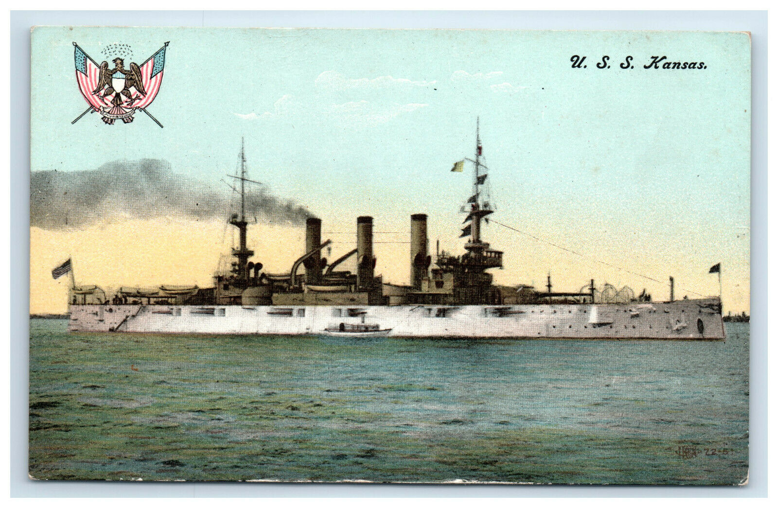 USS Kansas BB-21 Battleship US Navy Battleship Vintage Postcard ...