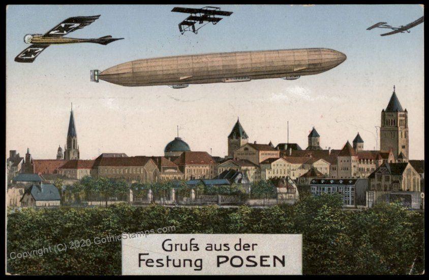 Germany Gruss Aus Festung Posen Zeppelin Feldpost Postcard G73573 ...