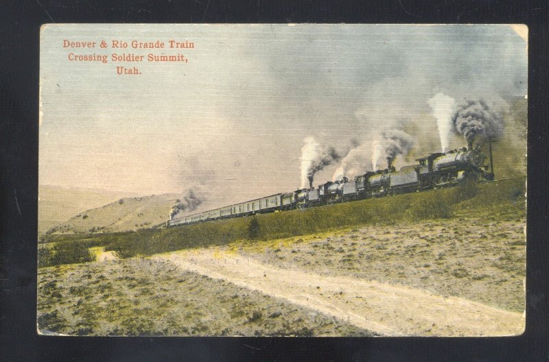 Soldier Summit Utah Denver & RIO Grande Railroad Train Vintage Postcard ...