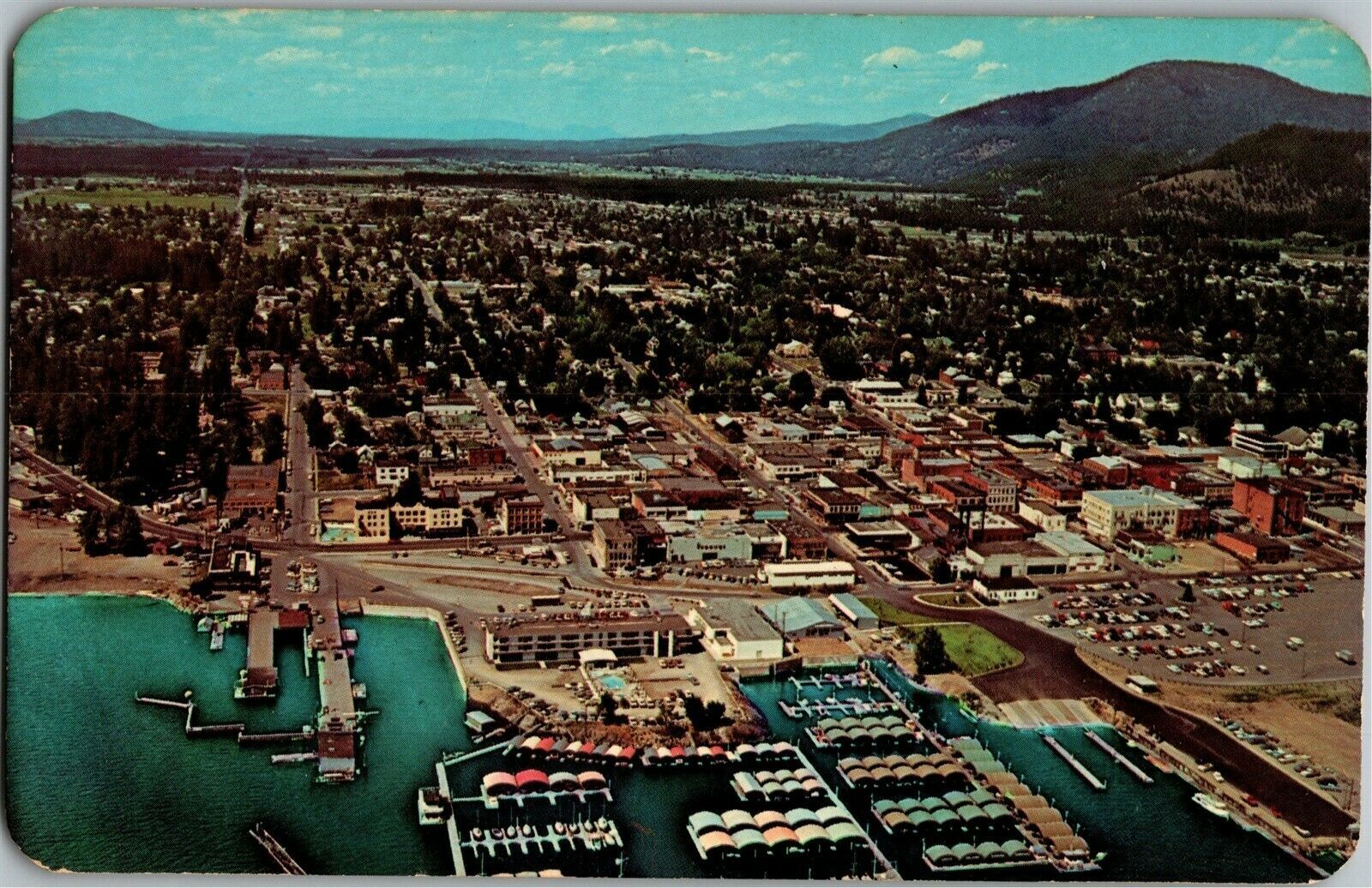 Aerial View Waterfront, Downtown Coeur d'Alene ID Vintage Postcard B78 ...