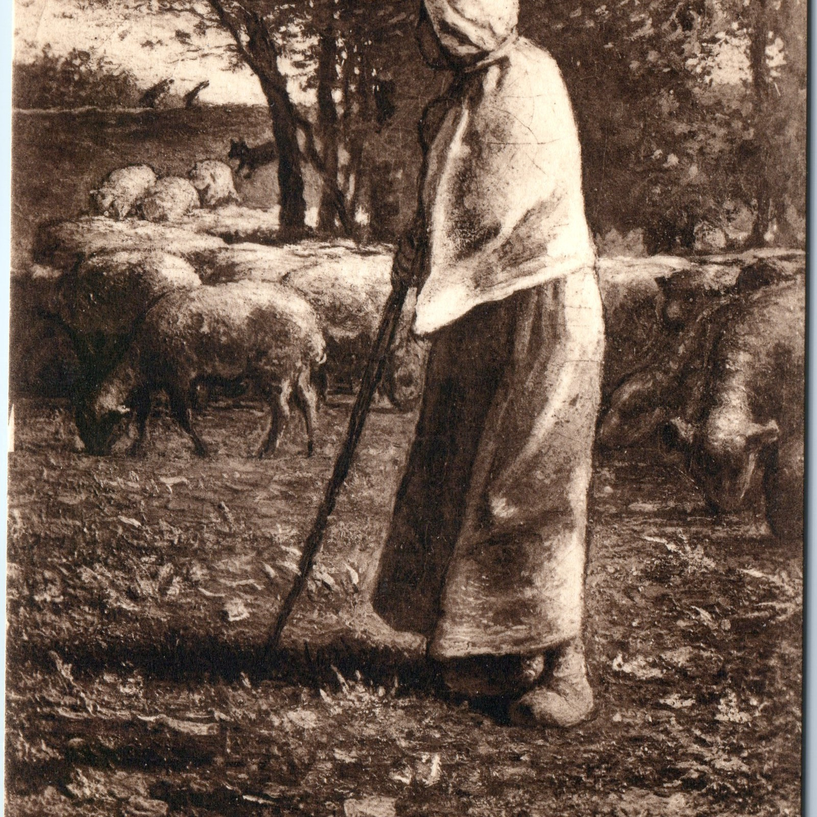 c1900s Paris, France The Little Shepherdess Millet Artwork Sheep Louvre ...
