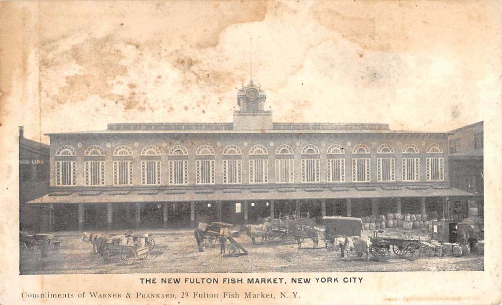 New York City New Fulton Fish Market Street View Antique Postcard ...