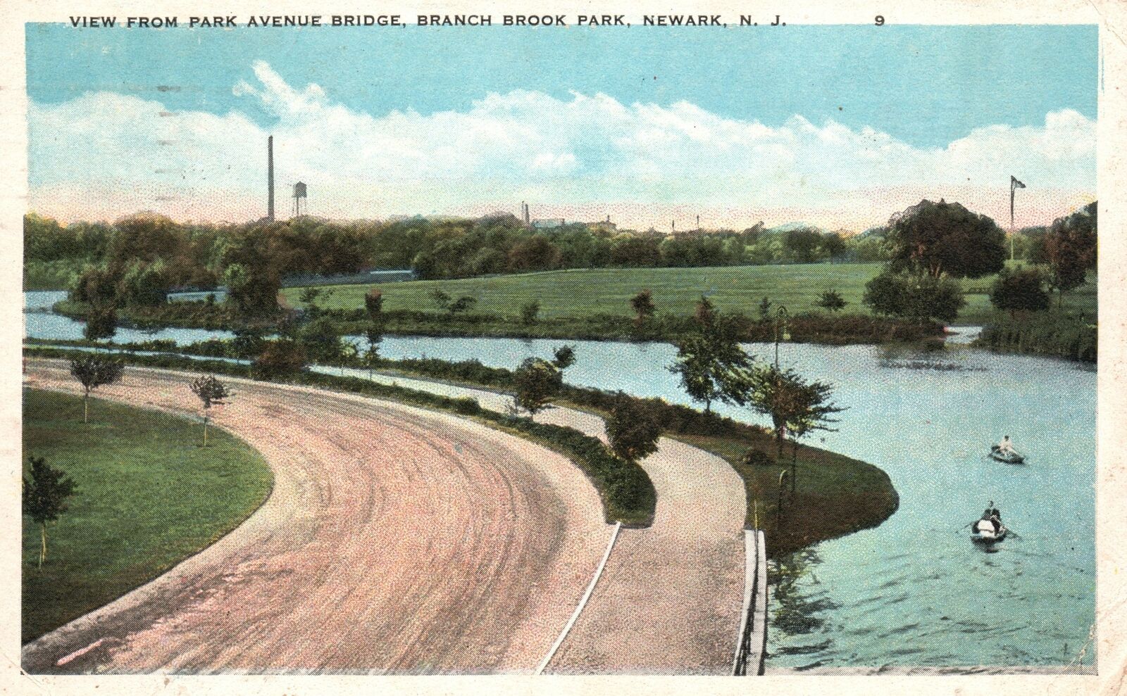 Vintage Postcard 1923 View From Park Avenue Bridge Branch Brook Park ...
